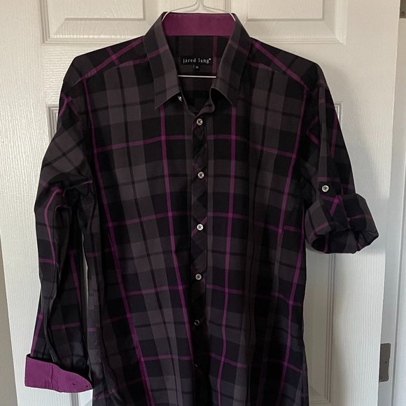 Jared Lang | Shirts | Jared Lang Xl Black And Purple Buttondown Shirt 0 ...